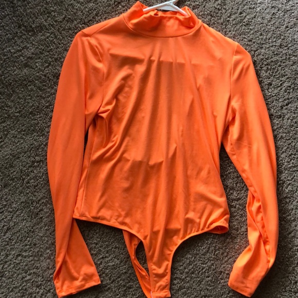 Boohoo | Tops | Neon Orange Bodysuit | Poshmark